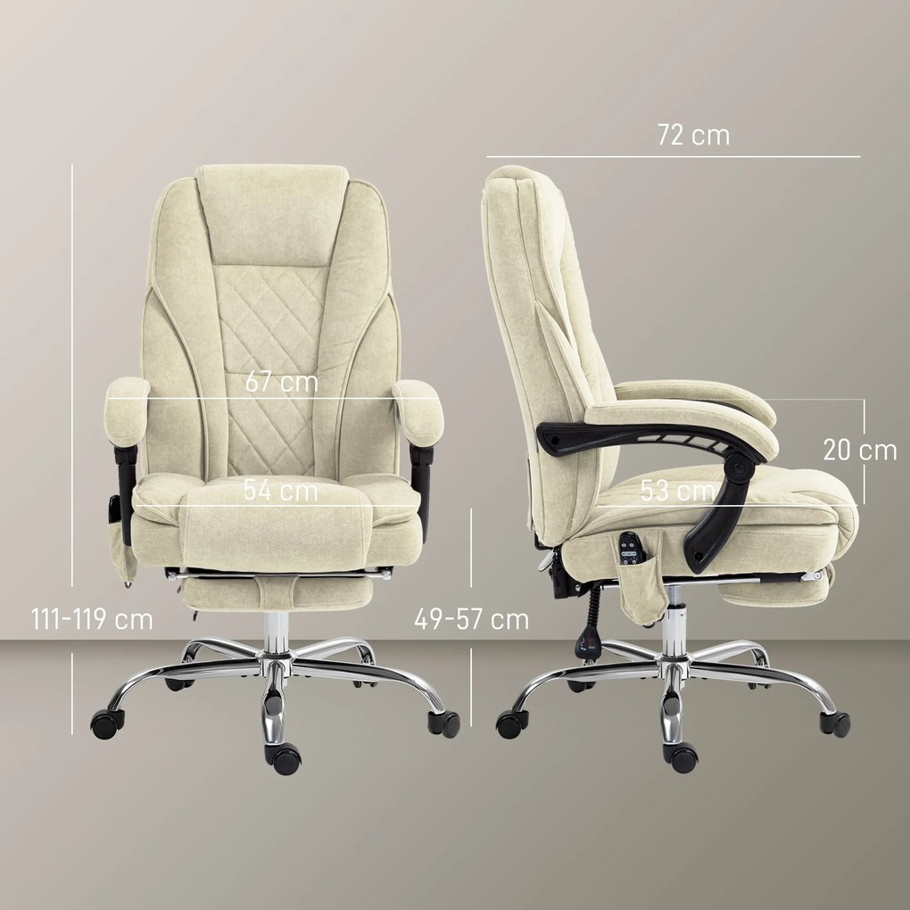 Vinsetto masážní a vyhřívaná kancelářská židle ergonomická počítačová židle s nastavitelnou výškou a sklápěcím opěradlem, kabelovým ovladačem a výsuv…