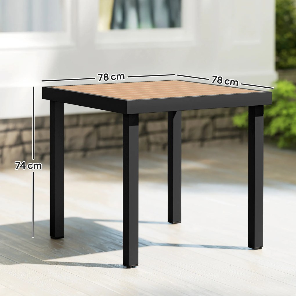 Outsunny zahradní stůl pro 4 osoby jídelní stůl hliníkový stůl 80x80x74 cm, snadno udržovatelný plast, přírodní černá, ideální pro zahradní nábytek a…