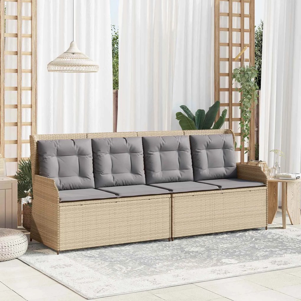 Zahradní lavice Beige a šedá polyratan 3394443