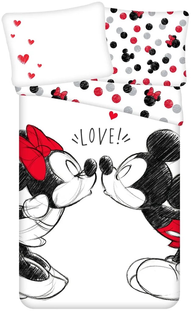 Bavlněné ložní povlečení Zamilovaní Minnie & Mickey Mouse - Disney - 100% bavlna - 70 x 90 cm + 140 x 200 cm