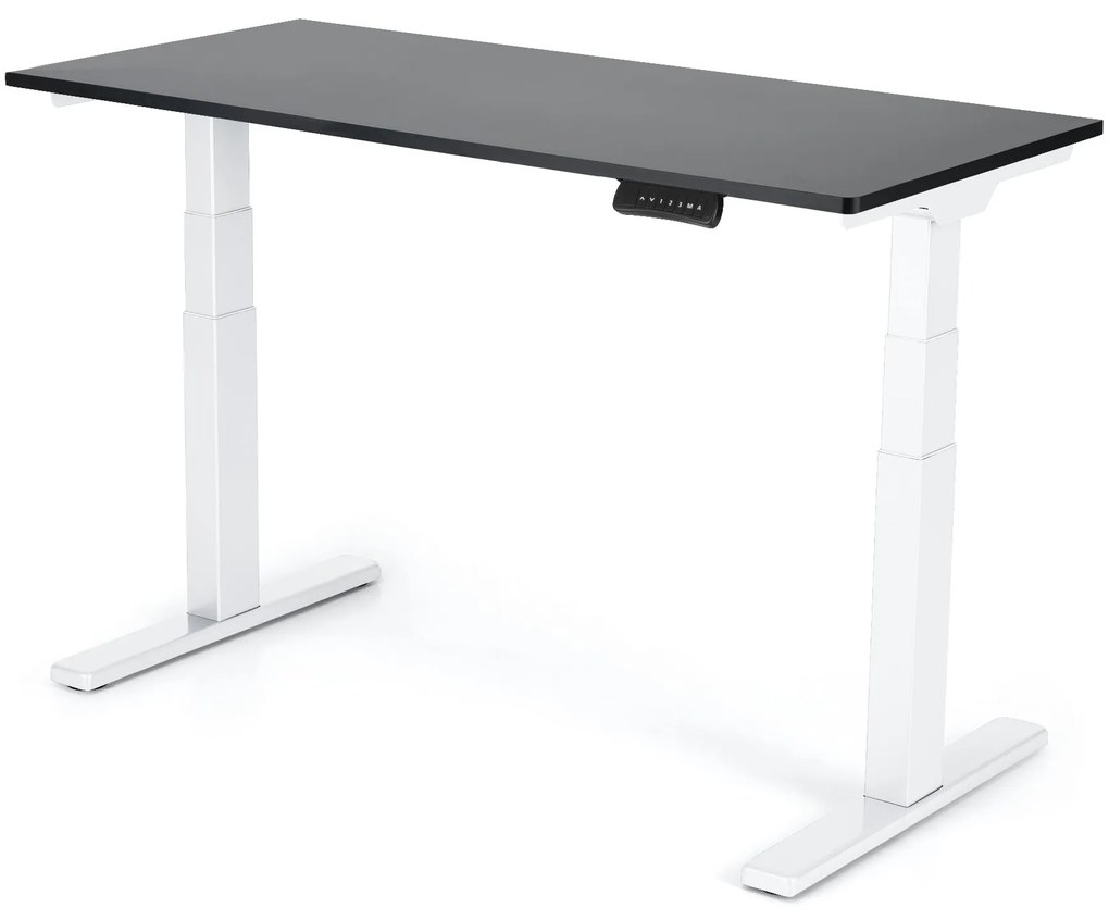 Výškově nastavitelný stůl Liftor 3segmentové nohy premium bílé,   deska 1380 x 650 x 25 mm černý dekor
