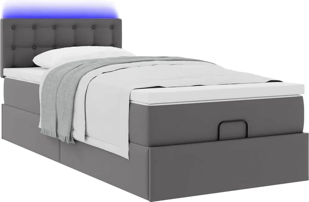 Osmanský rám postele s matrací šedá 100x200cm umělá kůže 3312140