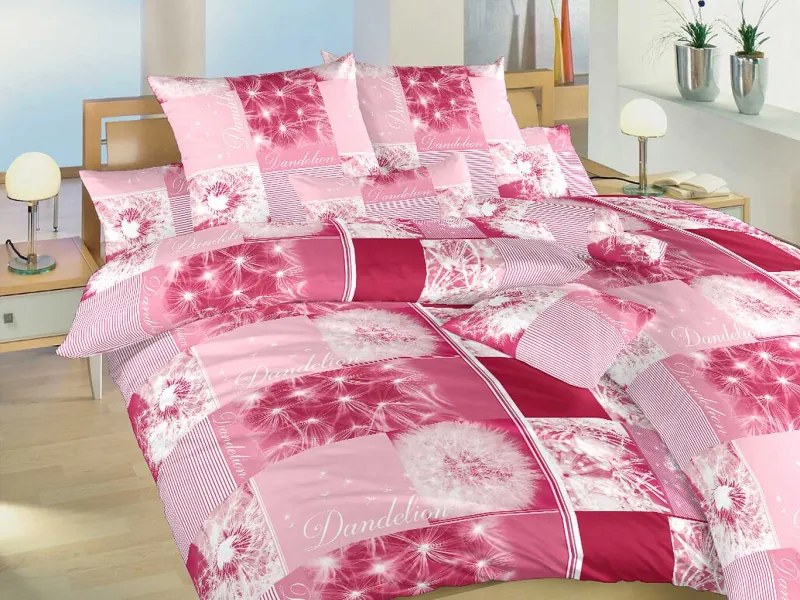 DADKA Bavlněné povlečení Pampelišky 3D vínové 140x200, 70x90 cm