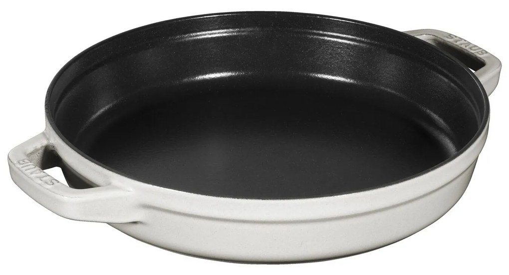 Staub Cocotte 2 dílná sada litinového hrnce a pánve 24 cm, bílá lanýžová, 145624107