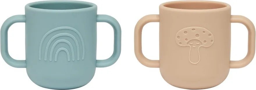 Světle modré/světle hnědé silikonové dětské hrnky v sadě 2 ks Kappu – OYOY Mini