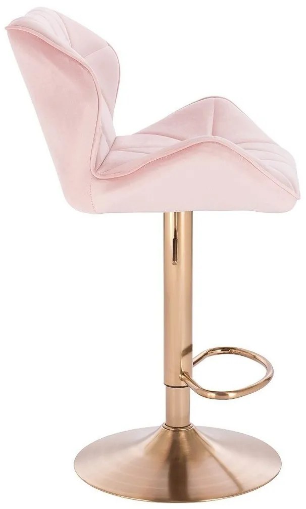 LuxuryForm Barová židle MILANO VELUR na zlatém talíři - světle růžová