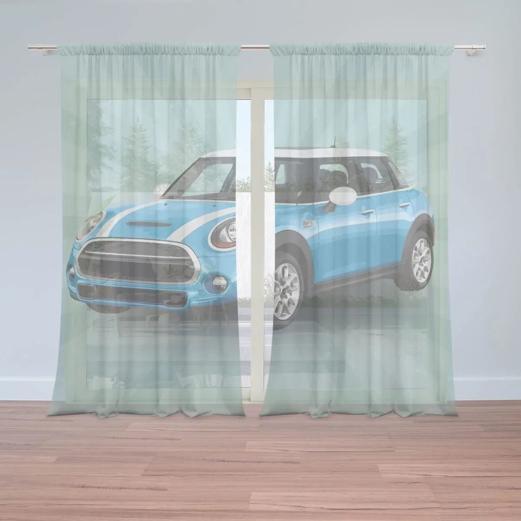 Sablio Záclony Mini sedan Zelené pozadí: 2ks 150x250cm