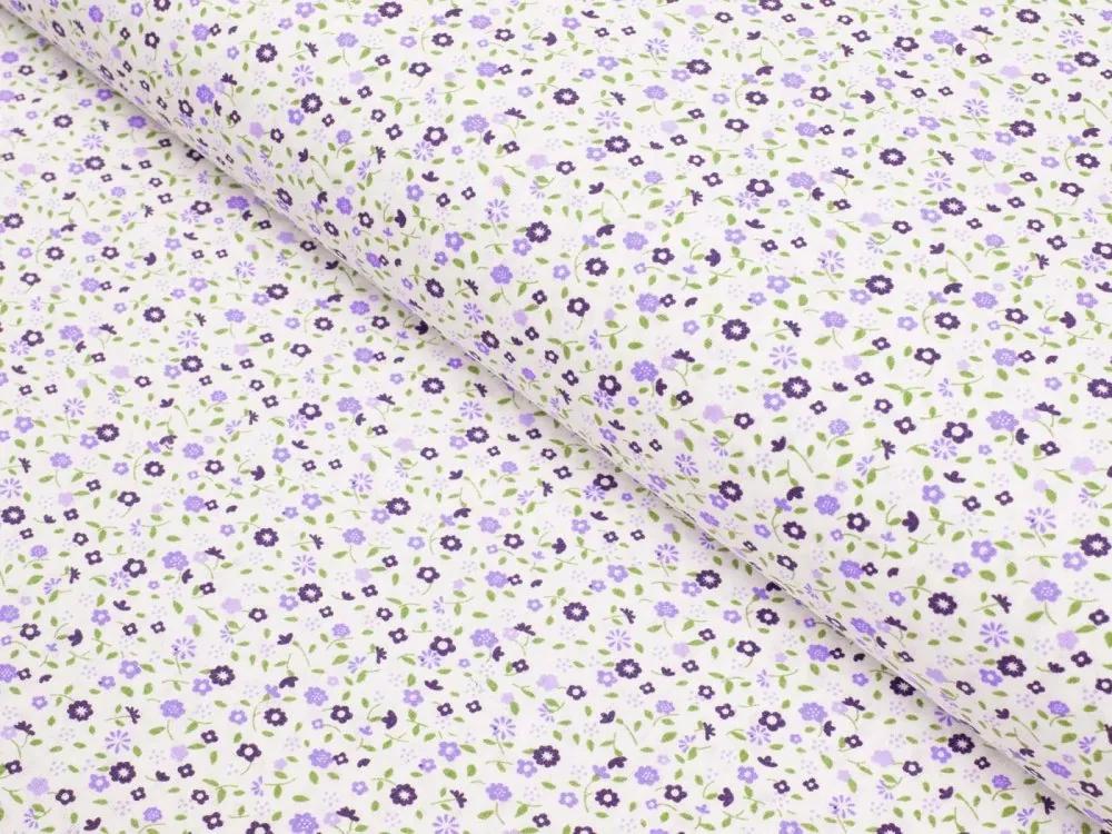 Biante Bavlněný běhoun na stůl Sandra SA-067 Drobné fialové kvítí 20x160 cm