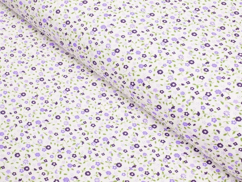 Biante Bavlněný běhoun na stůl Sandra SA-067 Drobné fialové kvítí 35x140 cm