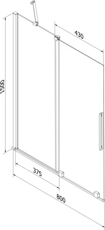 Mexen Velar, 2-křídlová posuvná vanová zástěna 80 x 150 cm, 8mm sklo námraza, bílá matná, 896-080-000-31-20