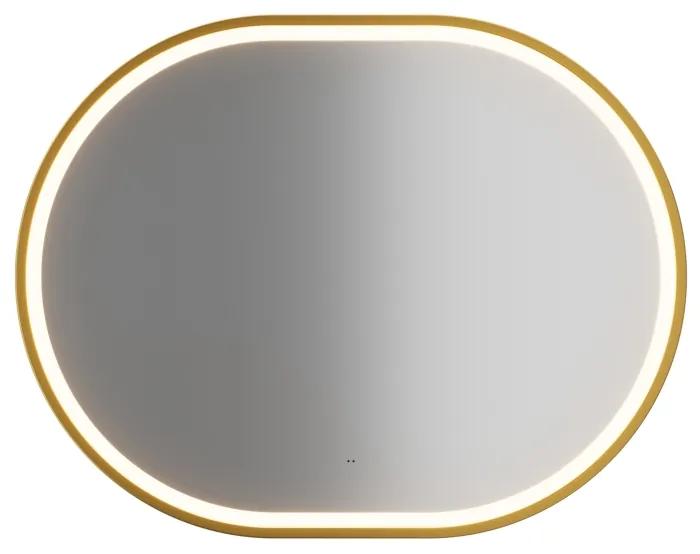 COMAD Koupelnové zrcadlo - APOLLO 2, 90 x 70 cm, LED osvětlení, zlatá