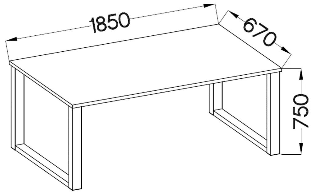 Stůl loftový Industriální 185x67 - Dub Artisan