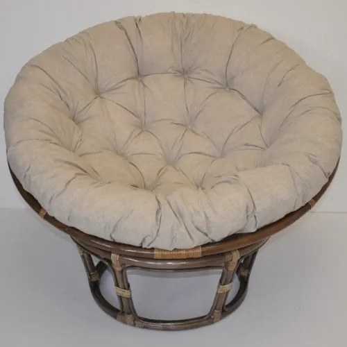 Ratanový papasan tmavý, průměr 115 cm - polstr tmavě béžový melír