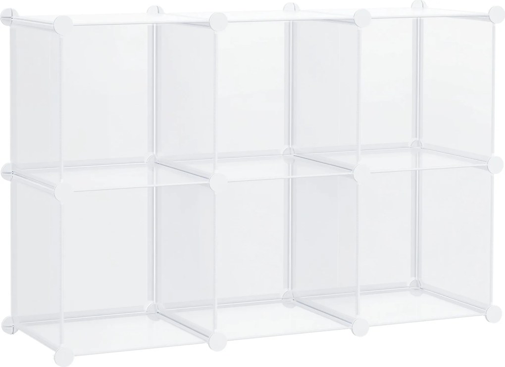 HOMCOM Modulární botník šetřící prostor se stohovatelným designem, 6 boxů z PP plastu, 65x32x95cm, Transparentní | Aosom