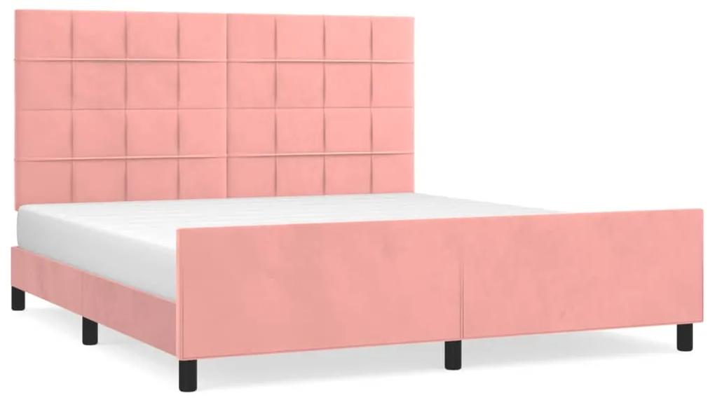 vidaXL Rám postele s čelem růžový 180x200 cm samet