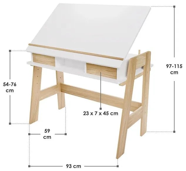Dětský rostoucí stůl s úložným prostorem, bílý
