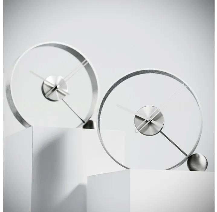 Mclocks Designové stolní hodiny Endless brushed silver/silver 32cm
