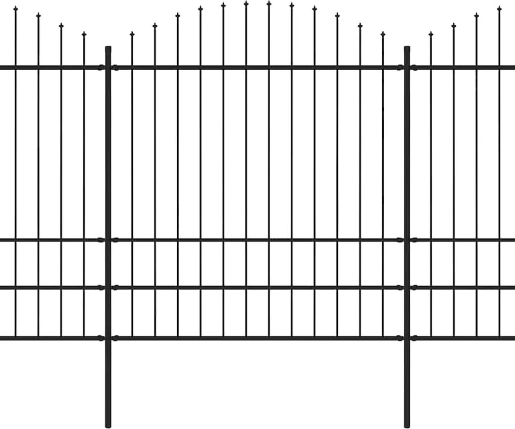 Zahradní plot s kopím nahoře ocelový 838 x 200 cm černý 277752