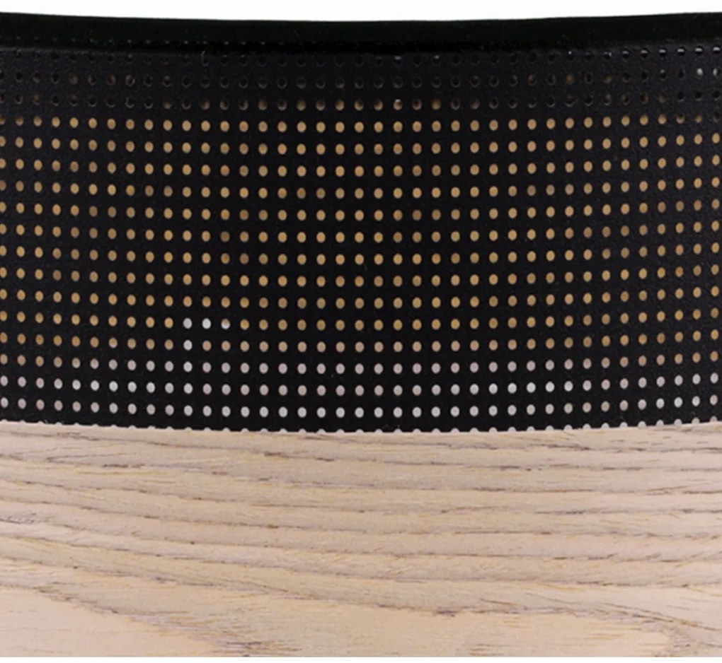 Stropní svítidlo Wood, 1x béžová dubová dýha/černé plastové stínítko, (bílé plexisklo), (fi 40cm)