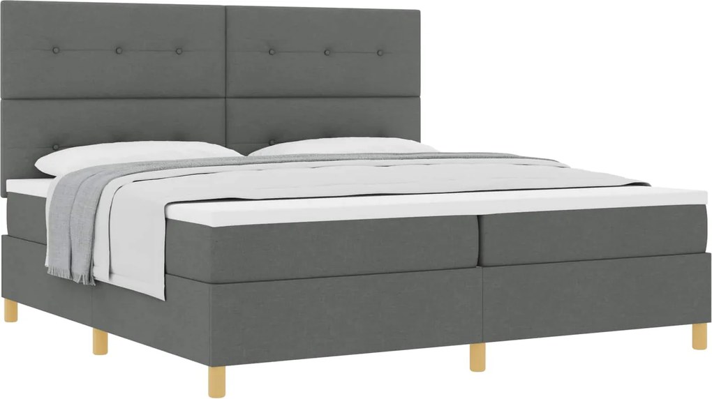 Postel s boxspringem s čelo Tmavě šedá 200 x 200 cm textil 3339645
