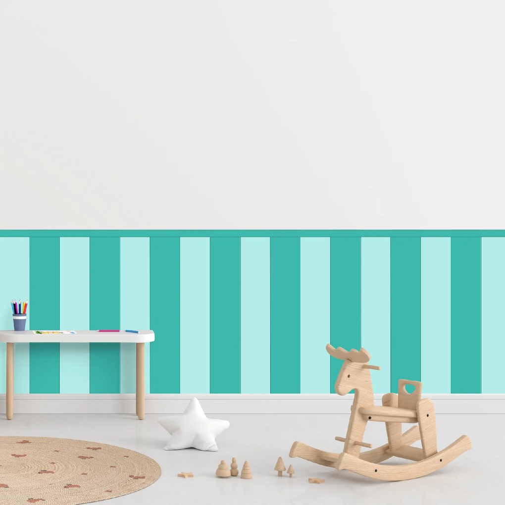 PIPPER. Textilní samolepící tapeta - Obdélník - Tyrkysová barva Barva: Kombinace, Velikost: 80cm
