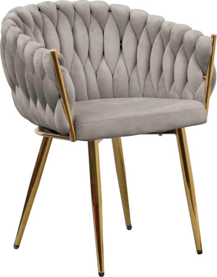 Jídelní křeslo, šedohnědá Taupe Velvet látka/gold chrom zlatý, DEILA
