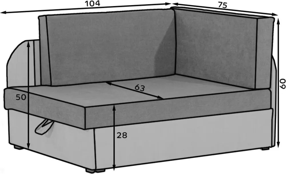 Malá rozkládací pohovka ROSA, světle růžová/světle šedá