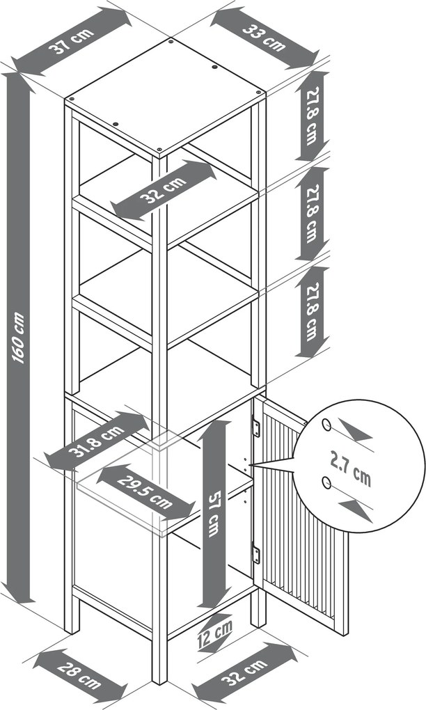 Tchibo - Úložný regál ve skandinávském stylu - barva: hnědá