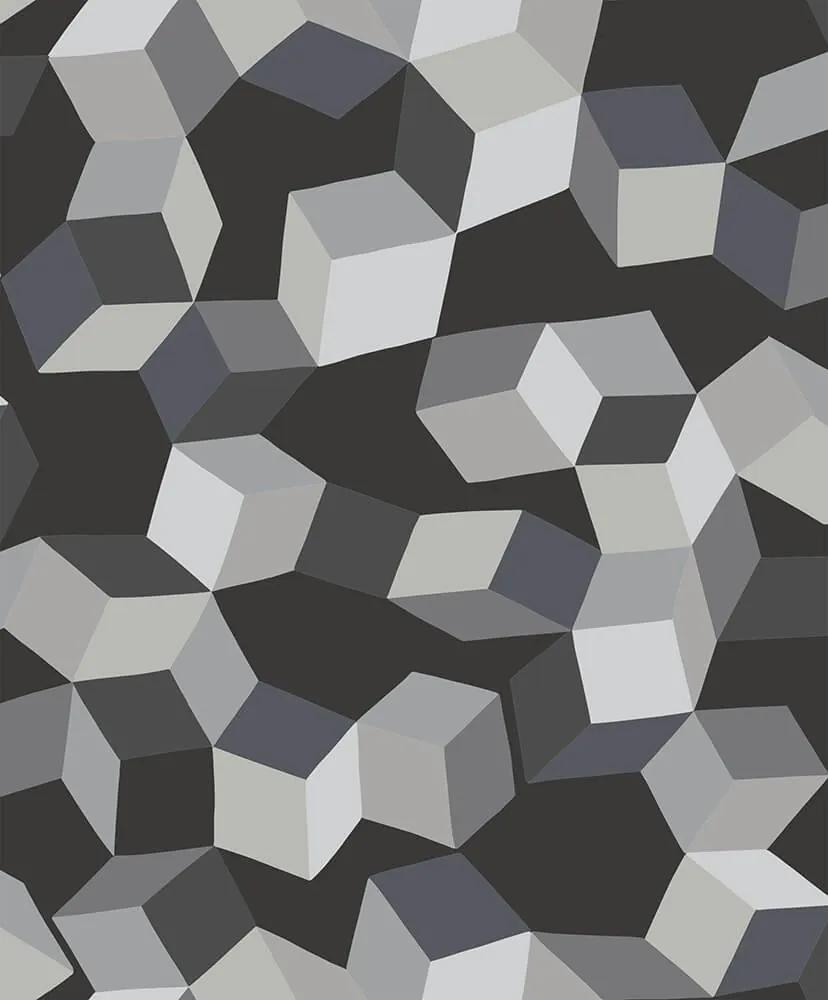 Postershop Vinylová omyvatelná tapeta 3D geometrické vzory šedé 53x1000 cm