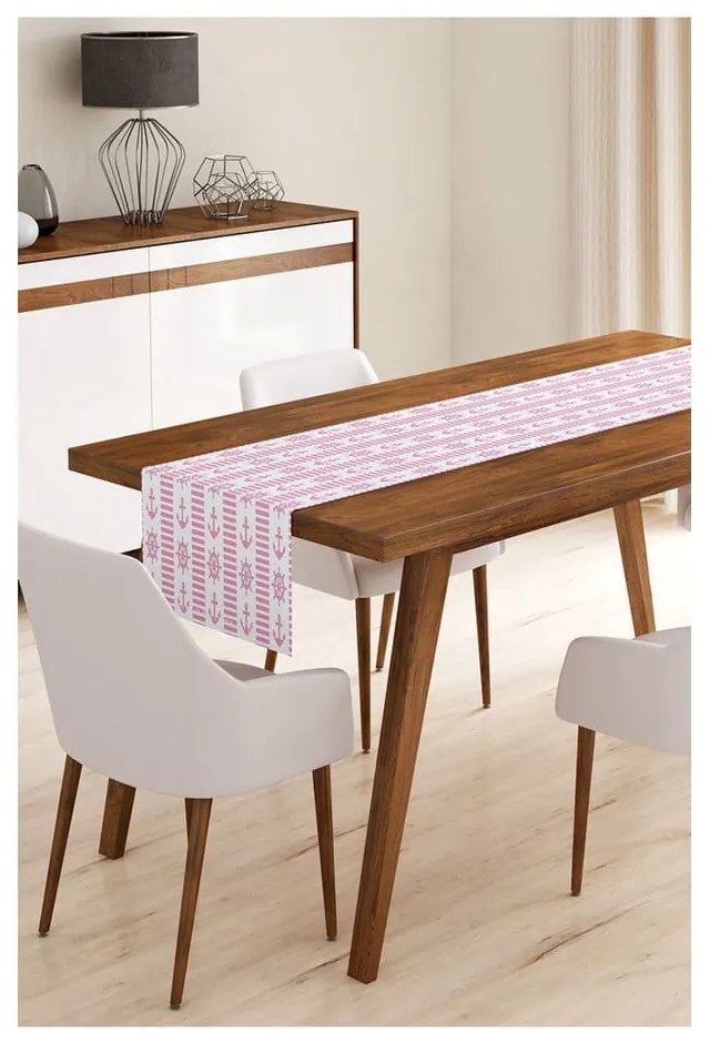 Běhoun na stůl z mikrovlákna Minimalist Cushion Covers Pink Navy, 45 x 145 cm