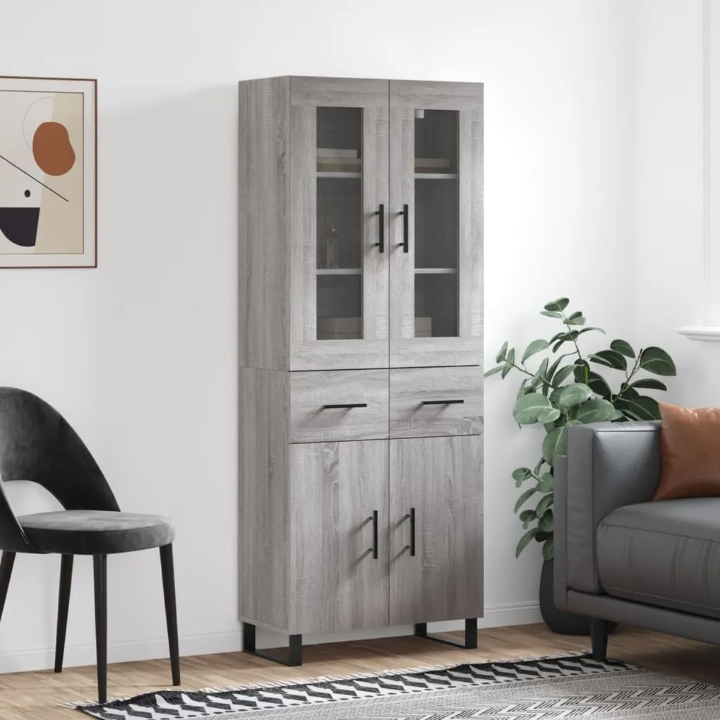 Skříň highboard šedá sonoma 69,5 x 34 x 180 cm kompozitní dřevo 3198559