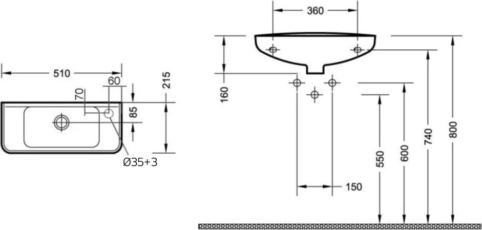 Mereo Mereo, Umývátko s otvorem pro baterii, SAP51
