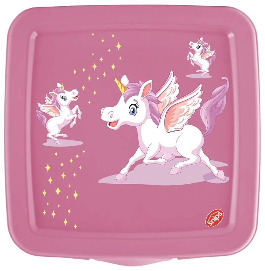 Růžový dětský svačinový box Unicorn – Snips