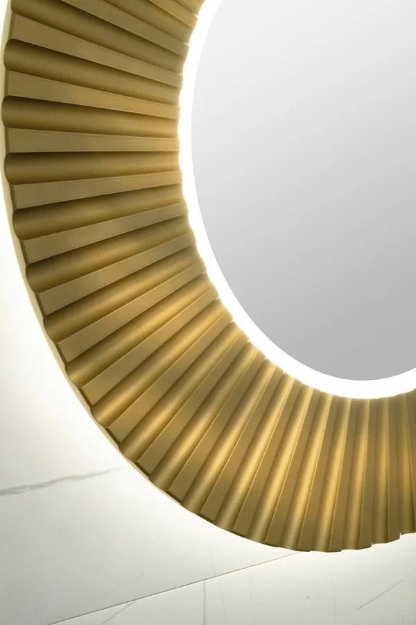 Sapho Sapho, PRIDE STRIP kulaté zrcadlo s LED osvětlením v rámu, průměr 75cm, zlato, PD750