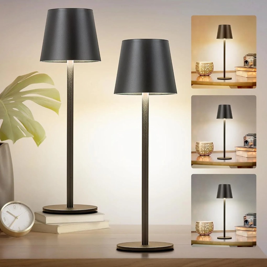 Toolight Toolight, dotyková LED noční stolní lampa 5W, 3 barvy světla, USB napájení, APP1365-T BLACK, černá matná, OSW-08628