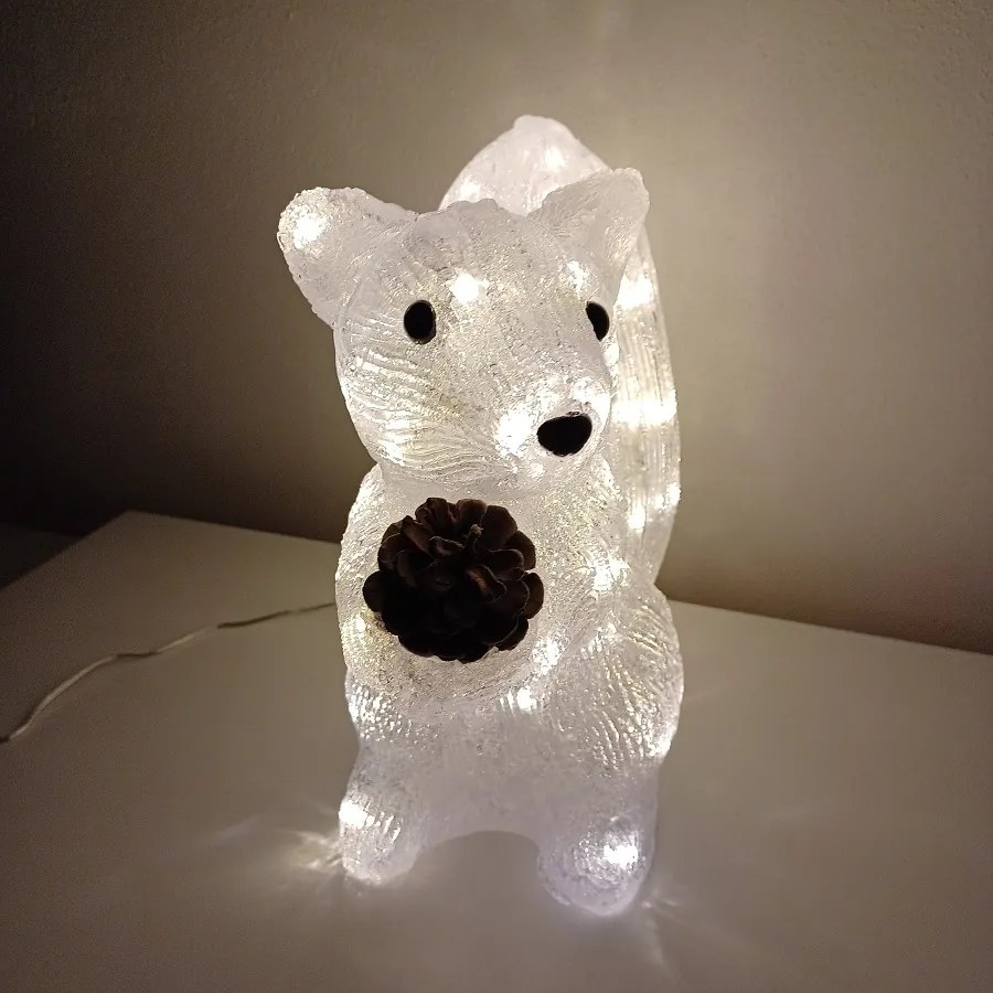 3D LED svítící veverka, 26 cm, akryl, venkovní, teple bílá, IP44