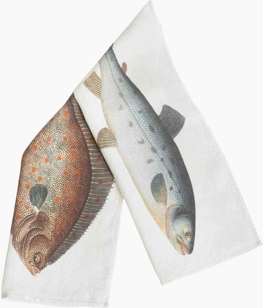 Sada lněných utěrek Salmon & Turbot, 2 díly