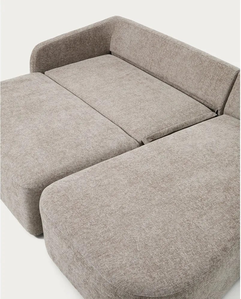 Taupe žinylková rozkládací rohová pohovka (pravý roh/s lenoškou) Laira – Kave Home