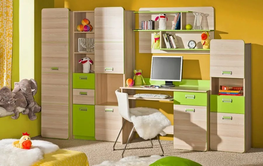 Casarredo - Komfort nábytek Dětská skříňka LIMO L4 jasan/zelená
