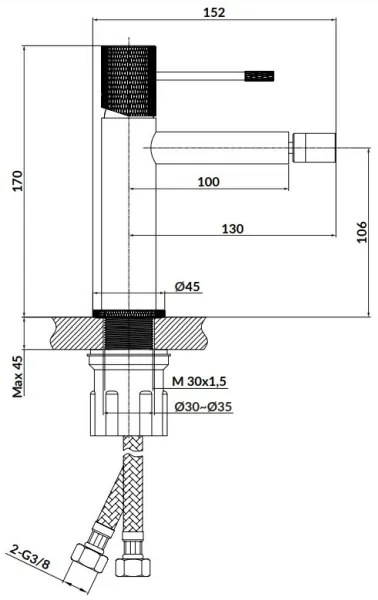Cersanit S951-576 - Bidetová baterie ZEN černá