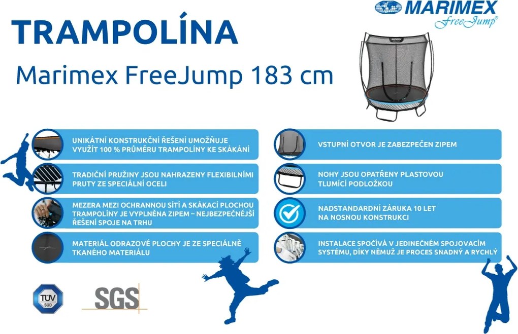 Marimex | Trampolína Marimex FreeJump 183 cm (ochranná síť a kotvící sada ZDARMA) + Vířivý bazén Marimex AQUAMAR 4002 | 19900170