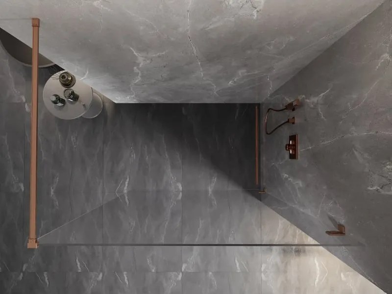 Mexen Lunar sprchová stěna Walk-in pravá 80 x 200 cm, transparentní 8 mm, kartáčovaná měď - 830-080-000-65-00-P