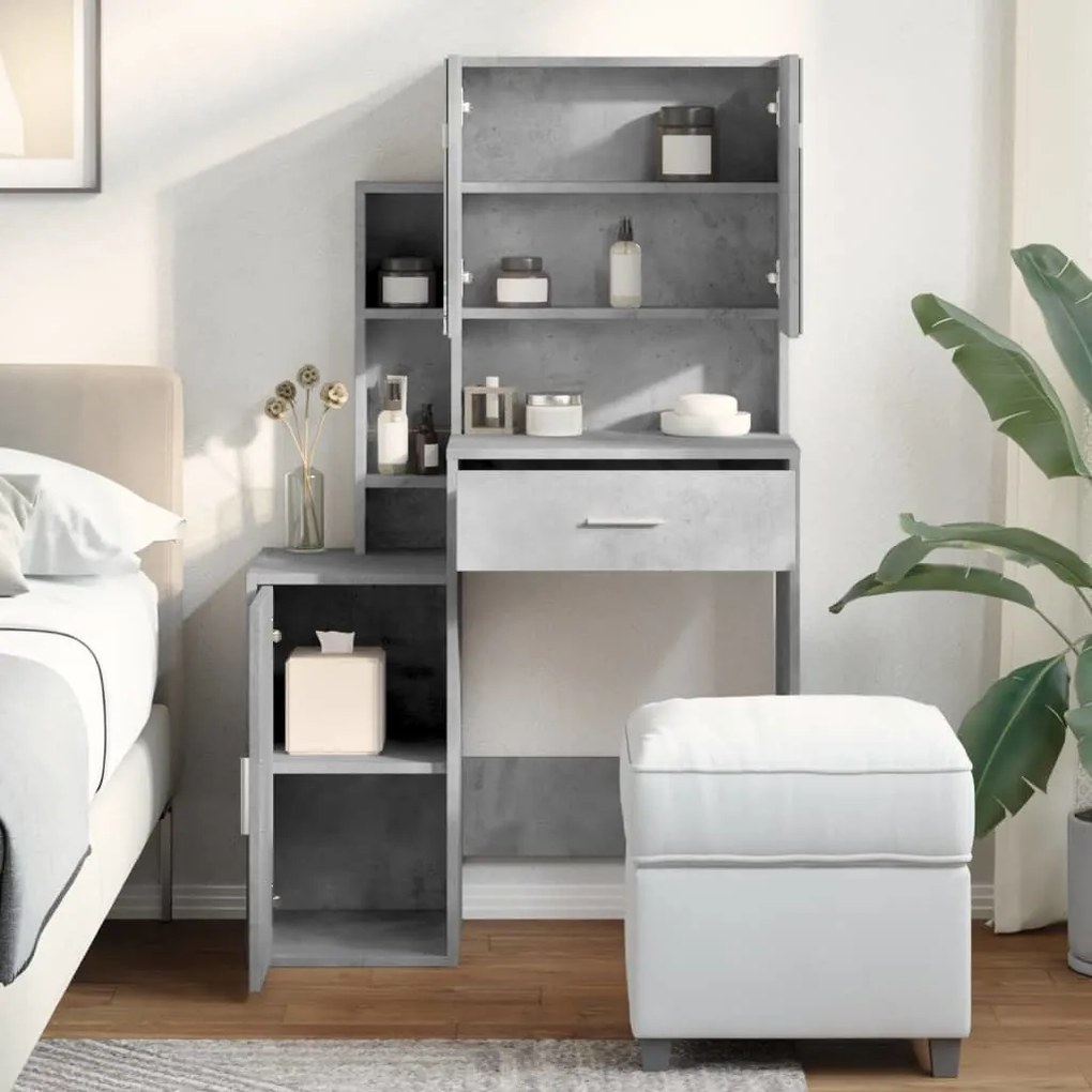 vidaXL Toaletní stolek se skříňkou 80 x 35 x 132 cm [848235] Barva: Betonová šedá