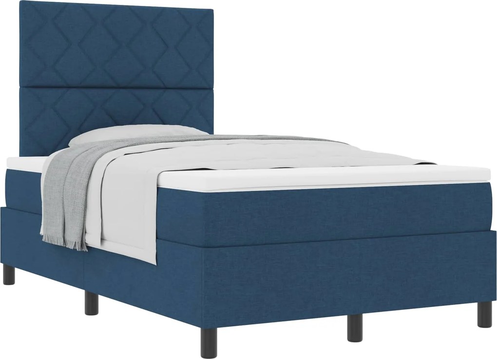 Postel s boxspringem s čelo Modrá 120 x 190 cm textil 3339454