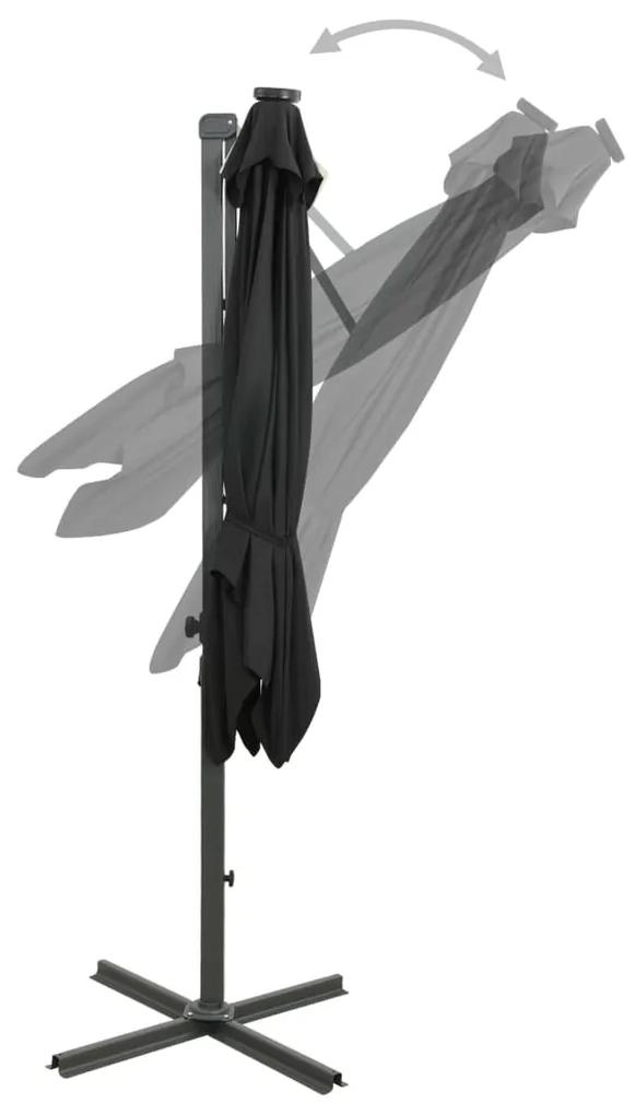 Konzolový slunečník s tyčí a LED světly černý 250 cm,  312324