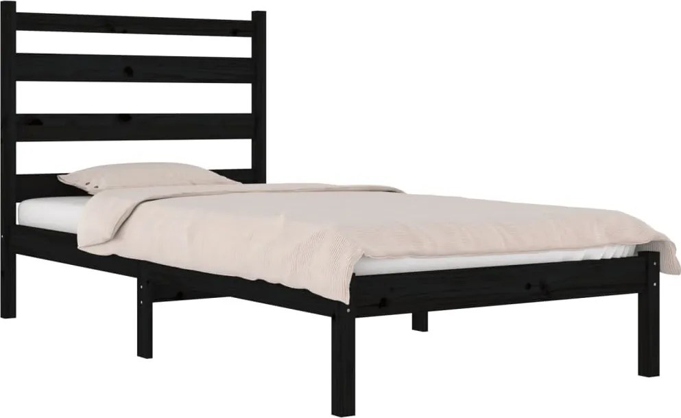 vidaXL Rám postele masivní borovice 90 x 190 cm Single [3103615] Barva: Černá