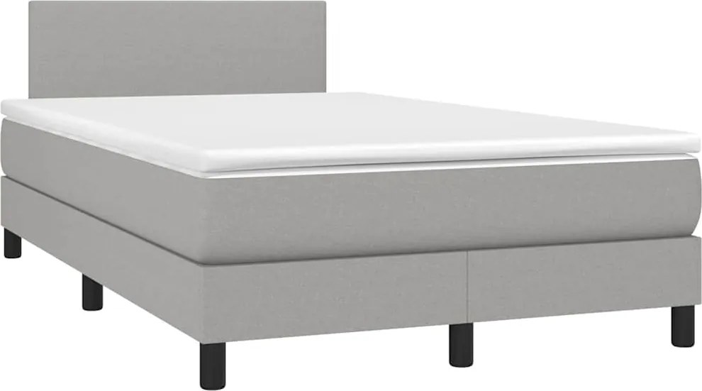 Box spring postel s matrací a LED světle šedá 120x200 cm textil 3132981