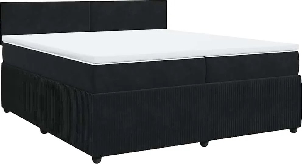 Box spring postel s matrací černá 200x200 cm samet 3290126
