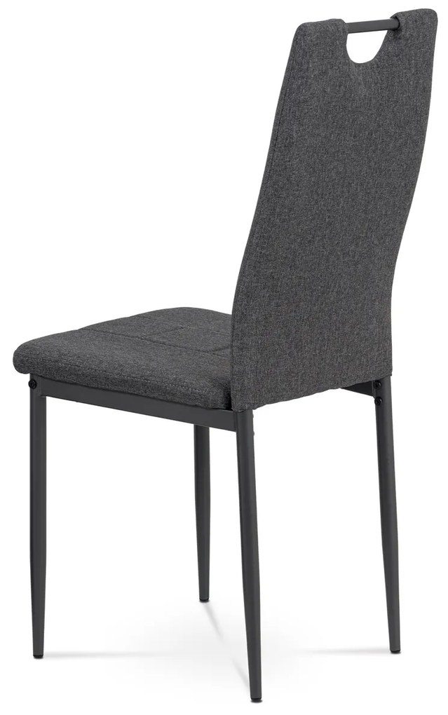 Jídelní židle, potah šedá látka, kovová čtyřnohá podnož, antracitový matný lak - DCL-391 GREY2