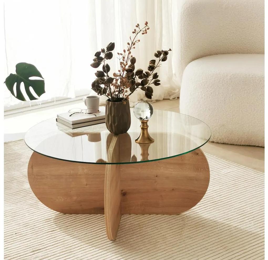 Asir | Konferenční stolek BUBBLE 35x75 cm hnědá/čirá | AS1560